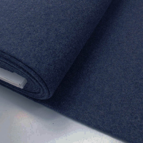 Denim Blue 100% Boiled Wool Fabric | Fabrics Galore