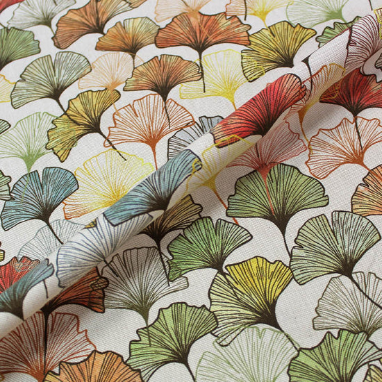 Linen Look Autumn Ginkgo Furnishing Fabric | Fabrics Galore