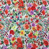White Floral Rose Print Cotton Lawn Fabric | Fabrics Galore