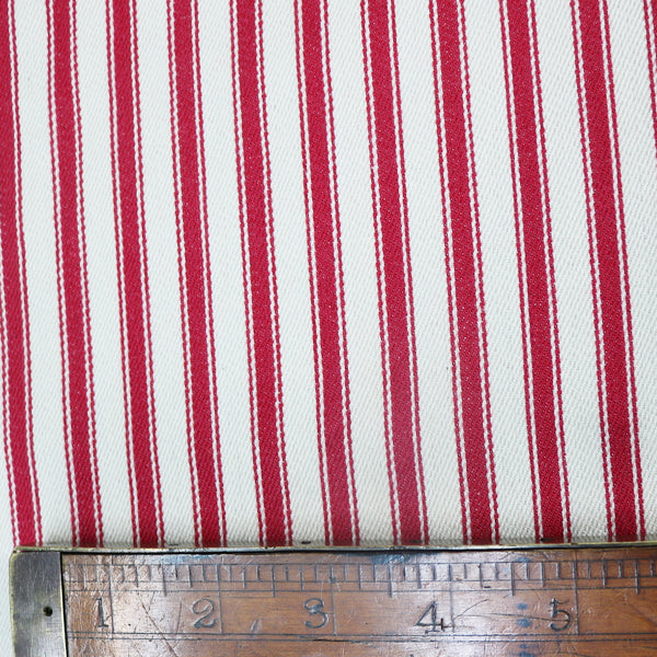 Indian Cotton Ticking Stripe Fabric - Red - Fabrics Galore